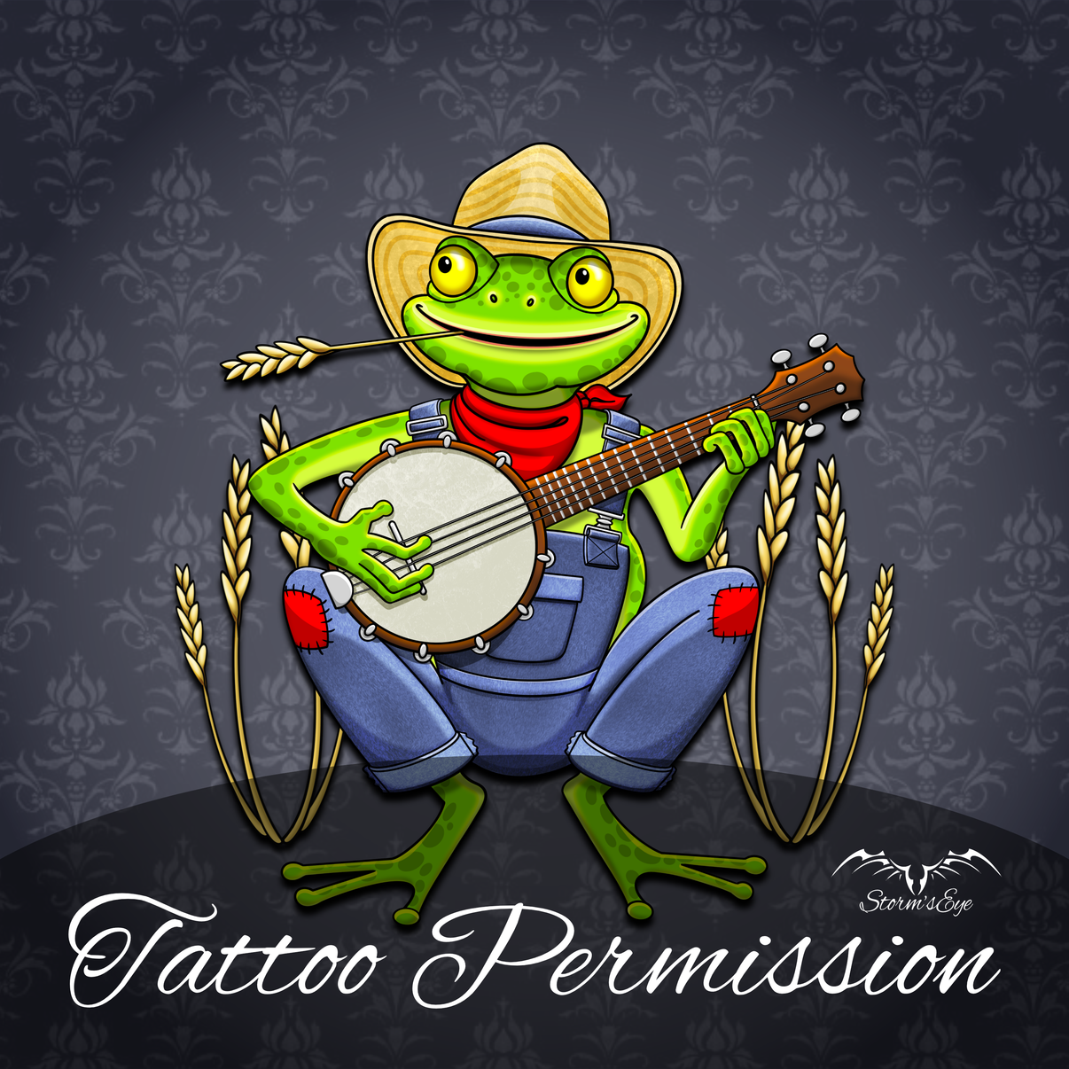 Country Toad Cute Hillbilly Frog Tattoo Design / Permission Ticket - I ...